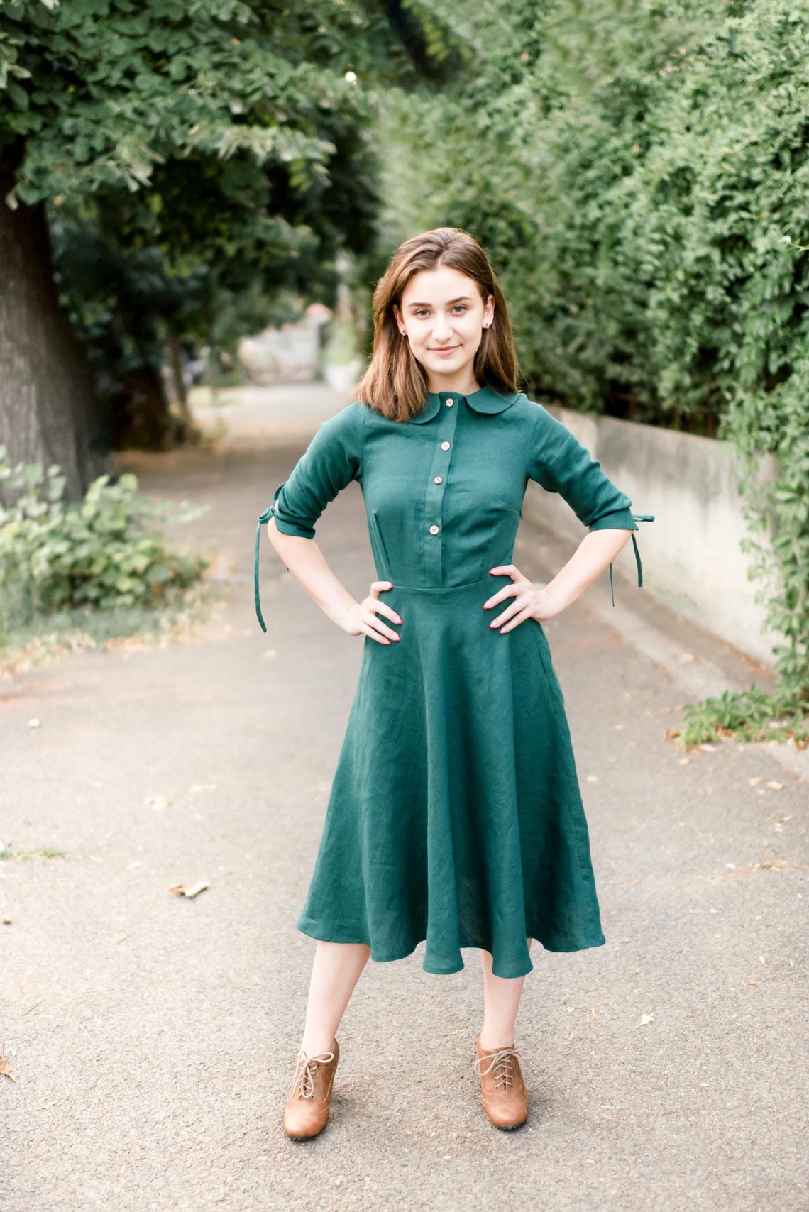 Peter Pan Women's Dress Sewing Pattern, Midi Vintage Collar Dress, DIY ...