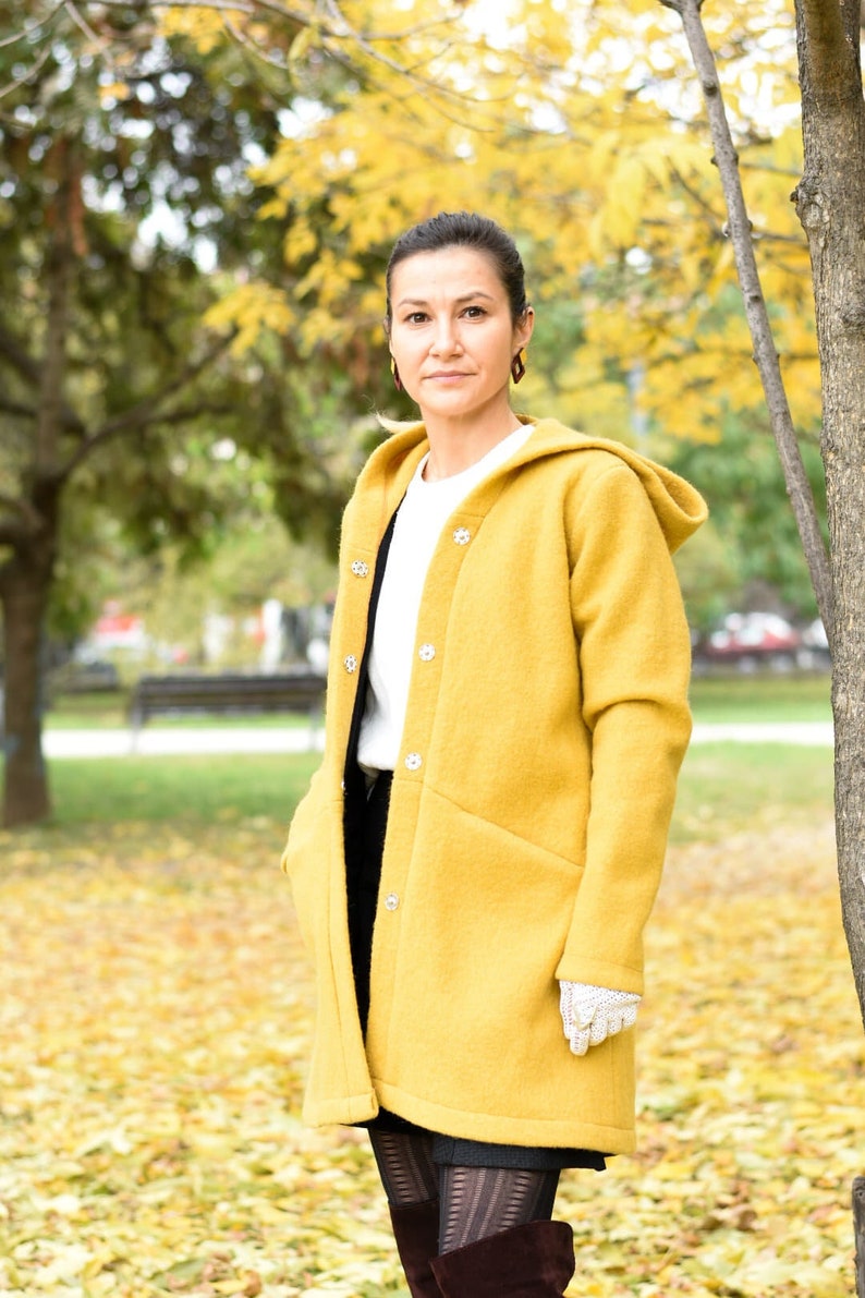 Handmade Warm Winter Coat for Women, Boiled Wool Coat, Loose Fitting ...