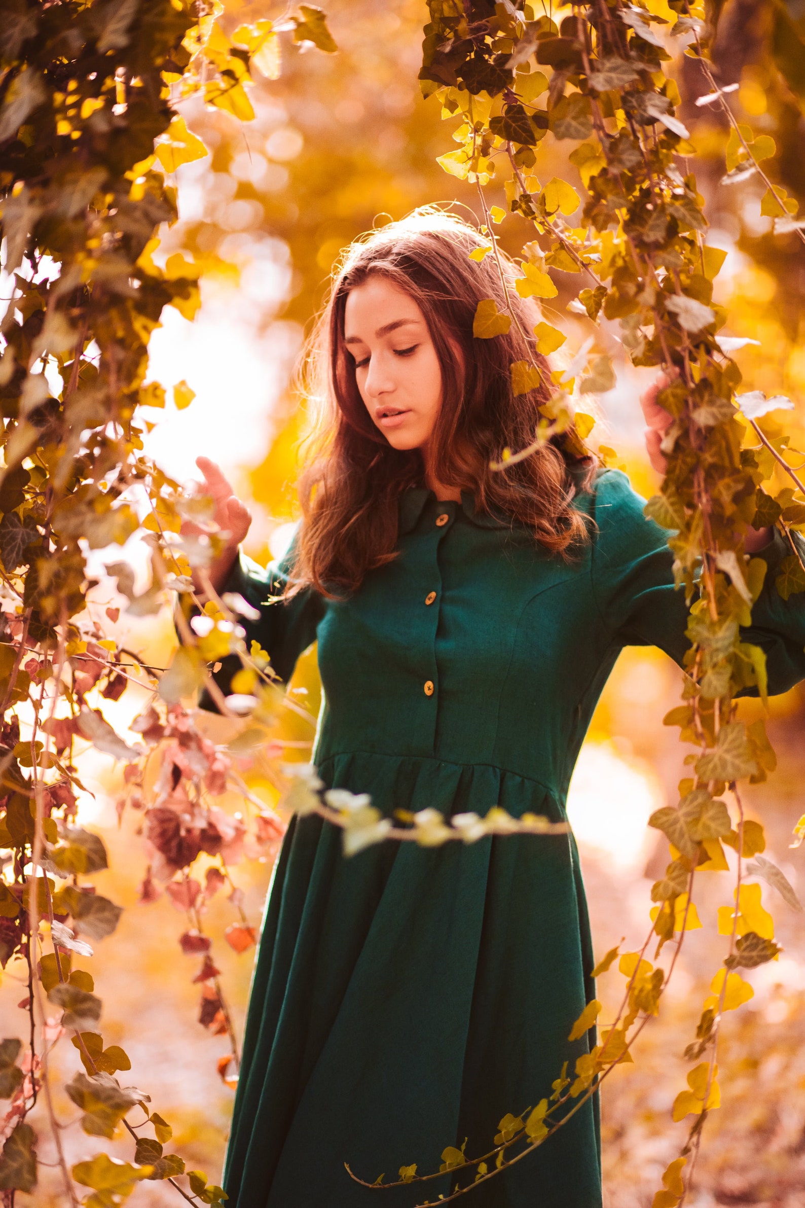 Women's Linen Dress, Knee Length Cottage Core Clothing, Retro Dress ...