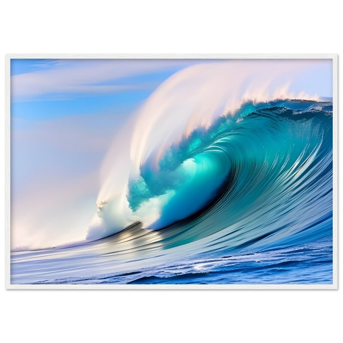 Rolling Breaking Wave. Amazing Colours of the Ocean. Wooden Framed ...