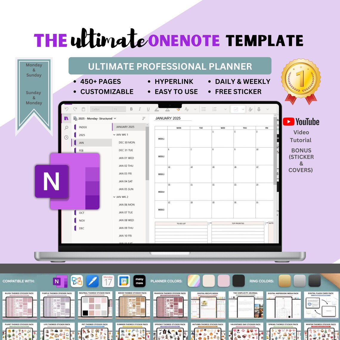 Onenote Planner 2025 Professional / One Note Template / Project ...