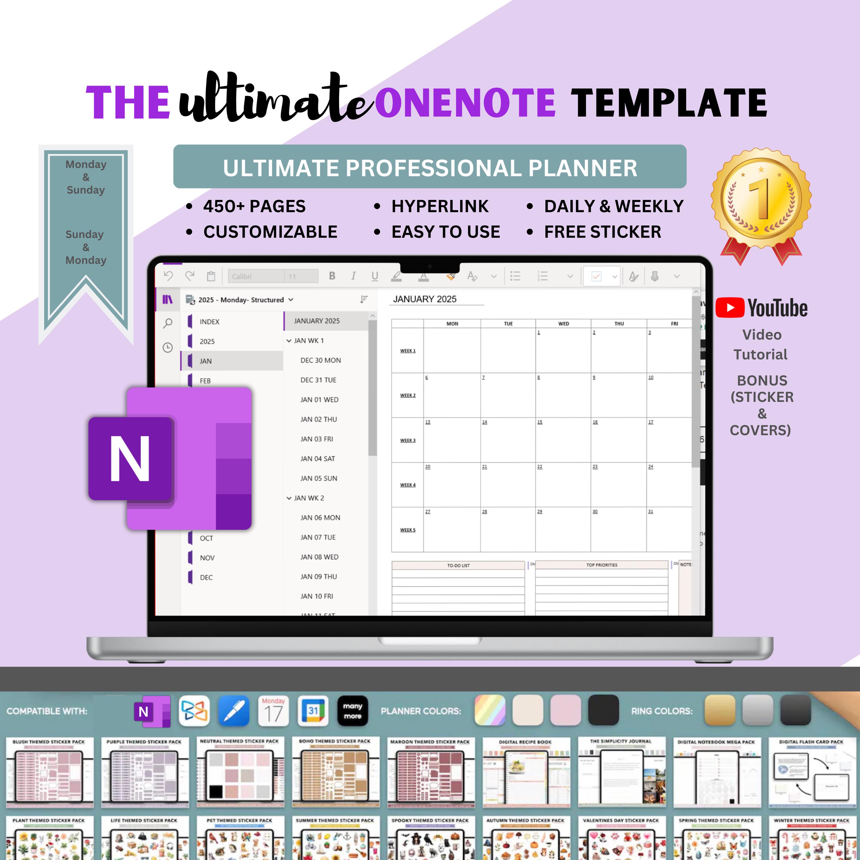 Onenote Planner 2025 Professional / One Note Template / Project ...