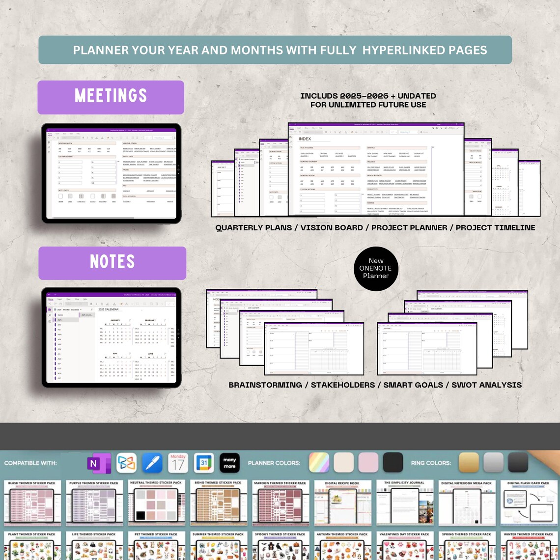 Onenote Planner 2025 Professional / One Note Template / Project ...