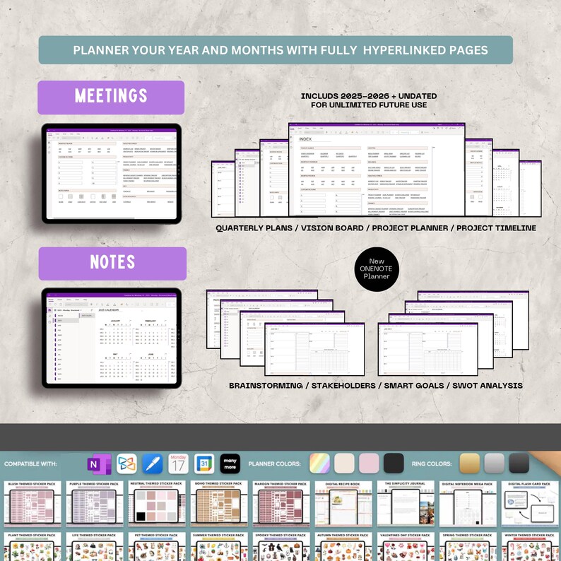 Onenote Planner 2025 Professional / One Note Template / Project ...