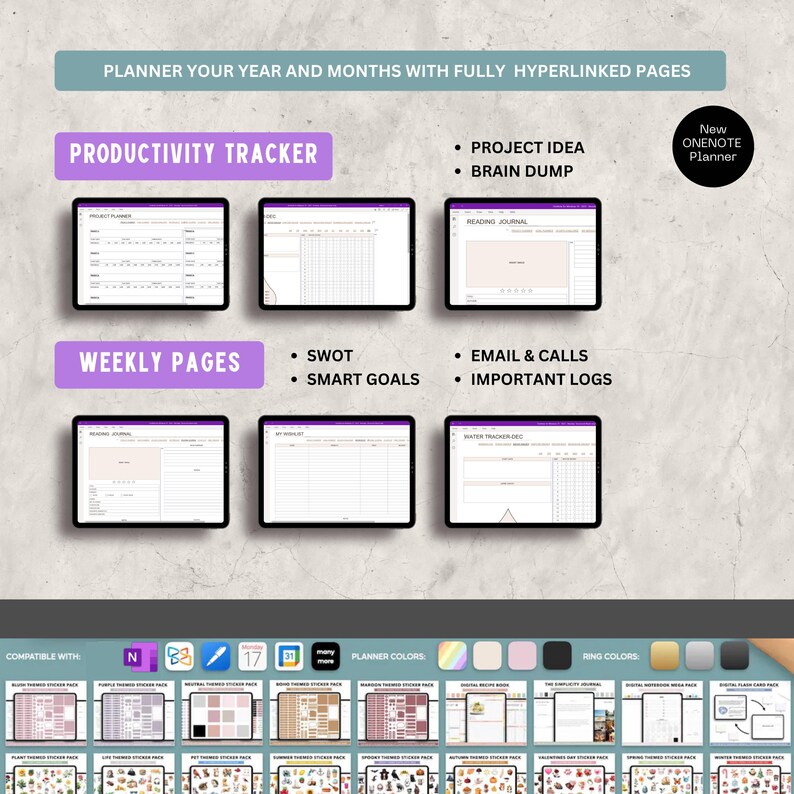Onenote Planner 2025 Professional / One Note Template / Project ...