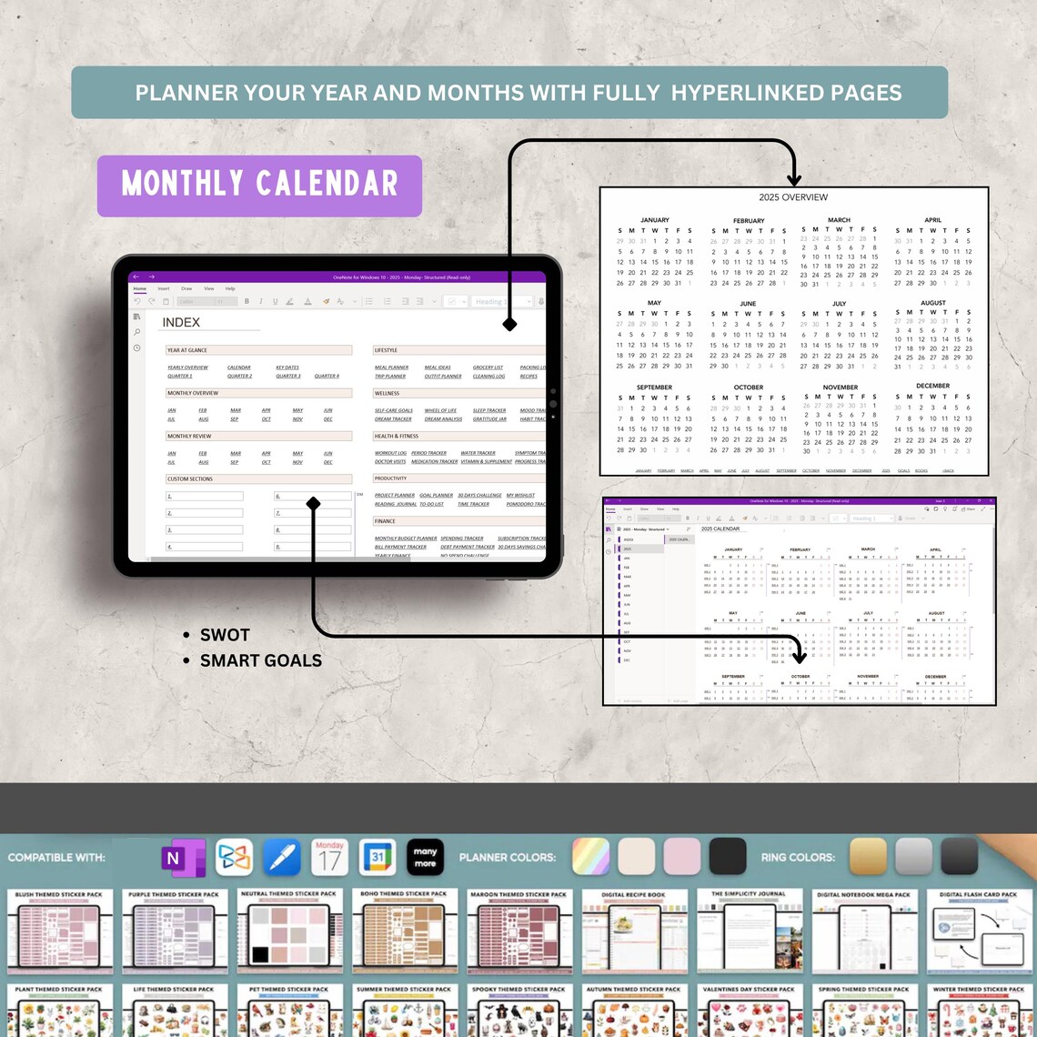 Onenote Planner 2025 Professional / One Note Template / Project ...