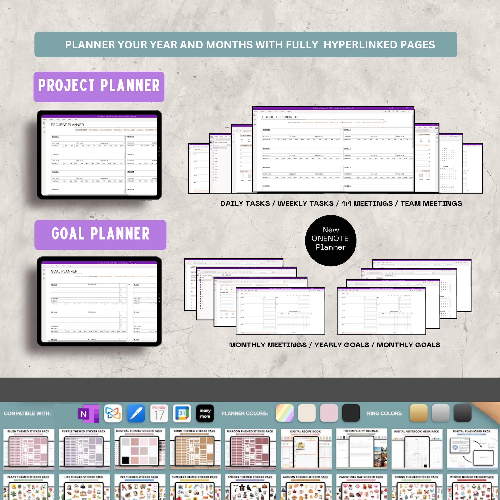 Onenote Planner 2025 Professional / One Note Template / Project ...