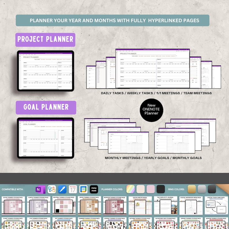 Onenote Planner 2025 Professional / One Note Template / Project ...