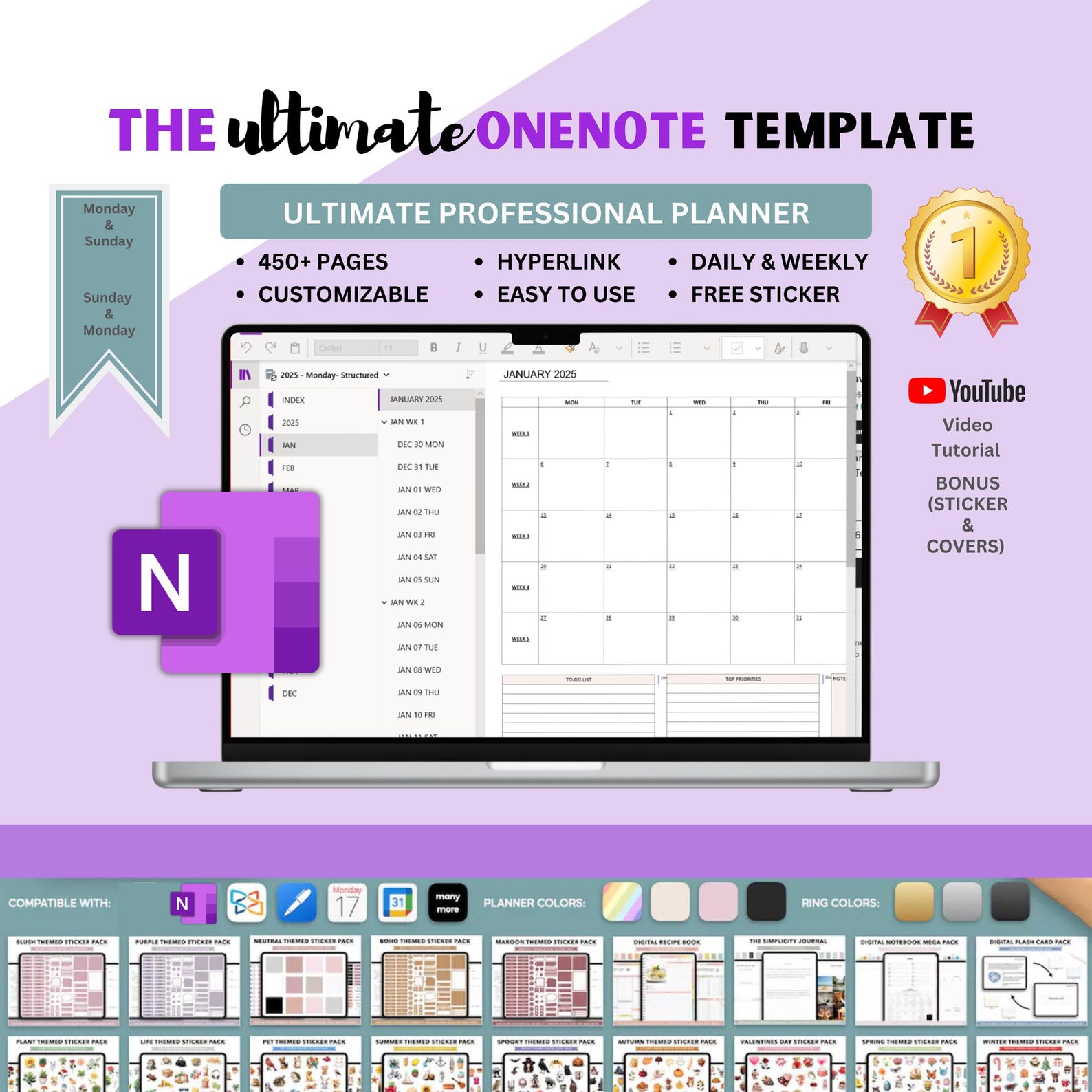 Onenote Planner 2025 Professional / One Note Template / Project ...