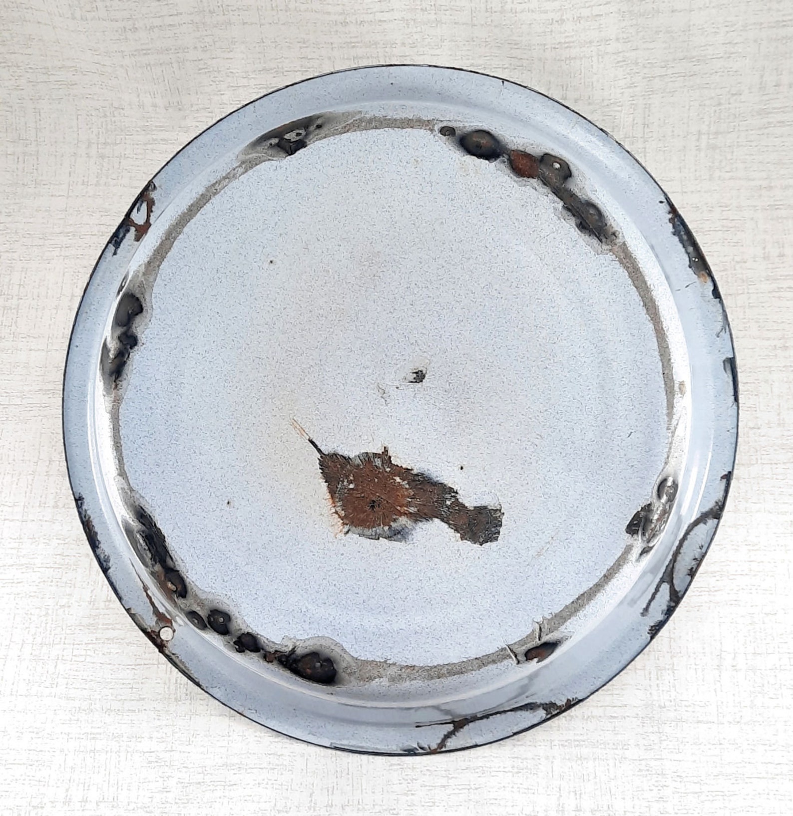 Vintage Enamelware Basin: Rustic Distressed White With Red Rim or ...