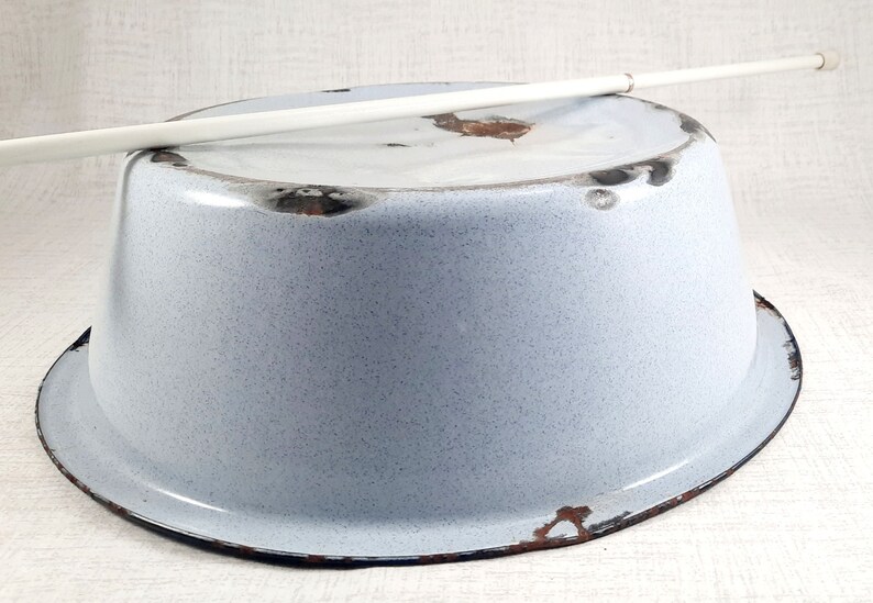 Vintage Enamelware Basin: Rustic Distressed White With Red Rim or ...