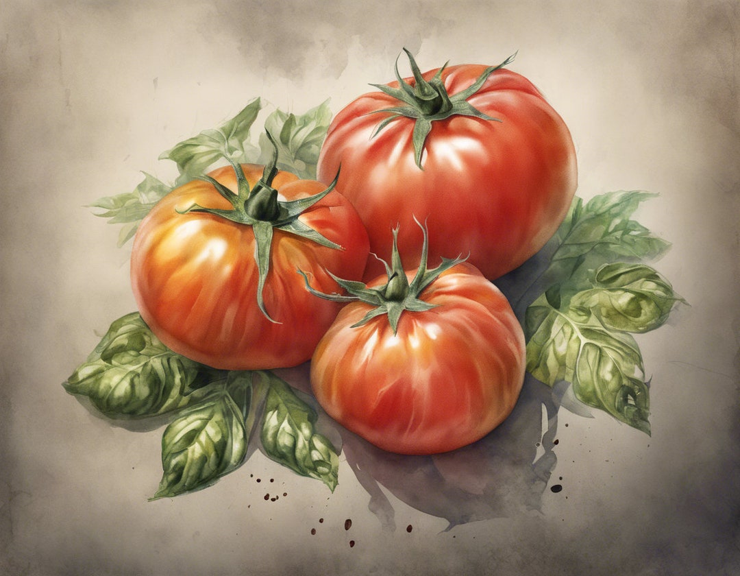 Vintage Tomato Wall Art, Rustic Kitchen Decor, Watercolor Tomato Print ...