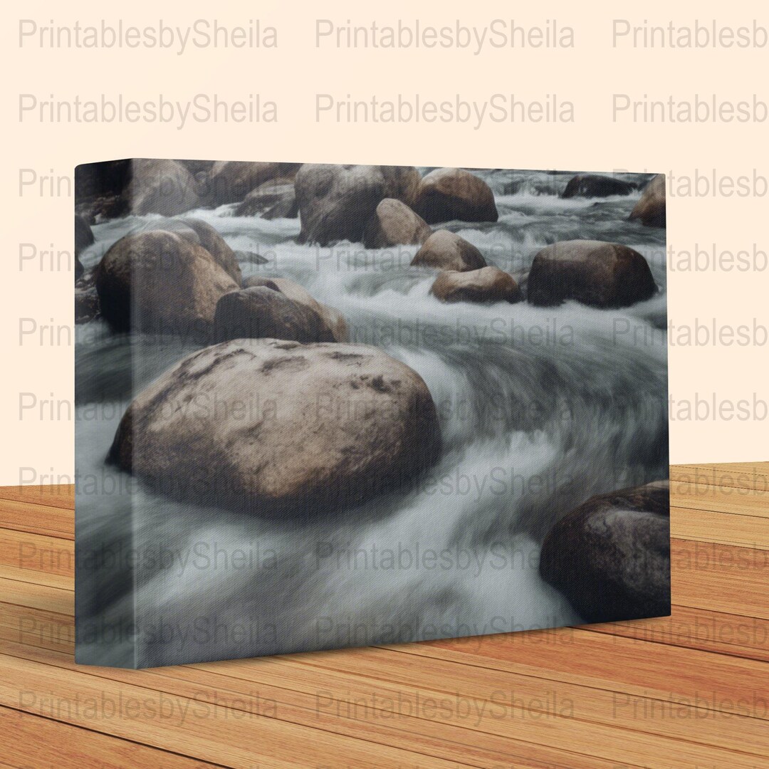 Nature River Stream Rocks, Scenic Flowing Water Photograph, Tranquil ...