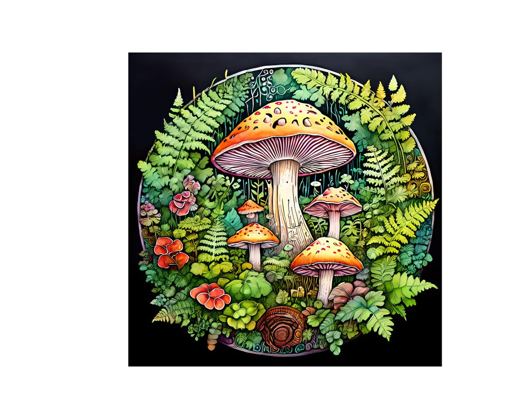 Toadstool Art Print Set: Whimsical Fairy Garden Home Decor (instant ...