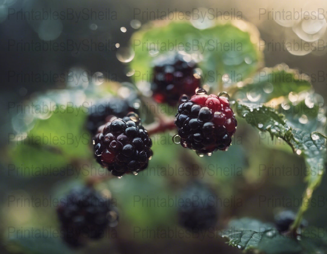 Blackberry Botanical Print: Rustic Kitchen Wall Art - Etsy