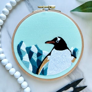 Gentoo Penguin Embroidery Pattern PDF- Penguin Design With Glacier Ice. Printable With ...