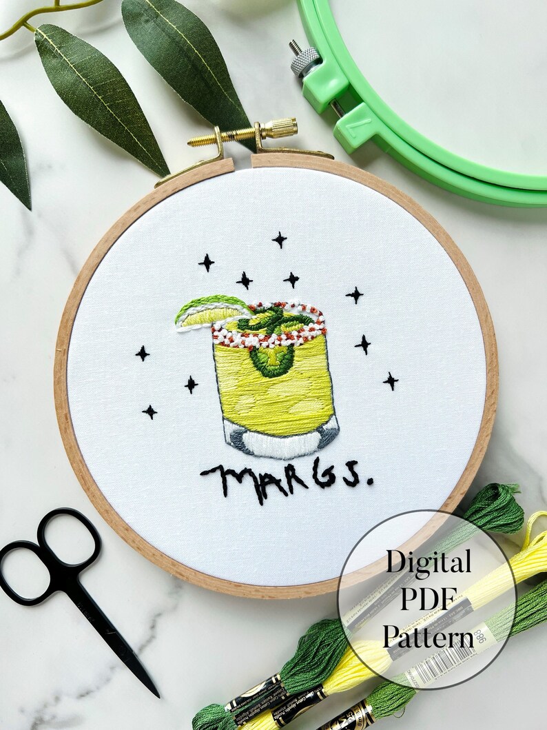 Margarita Embroidery Pattern PDF Spicy Marg Design With - Etsy