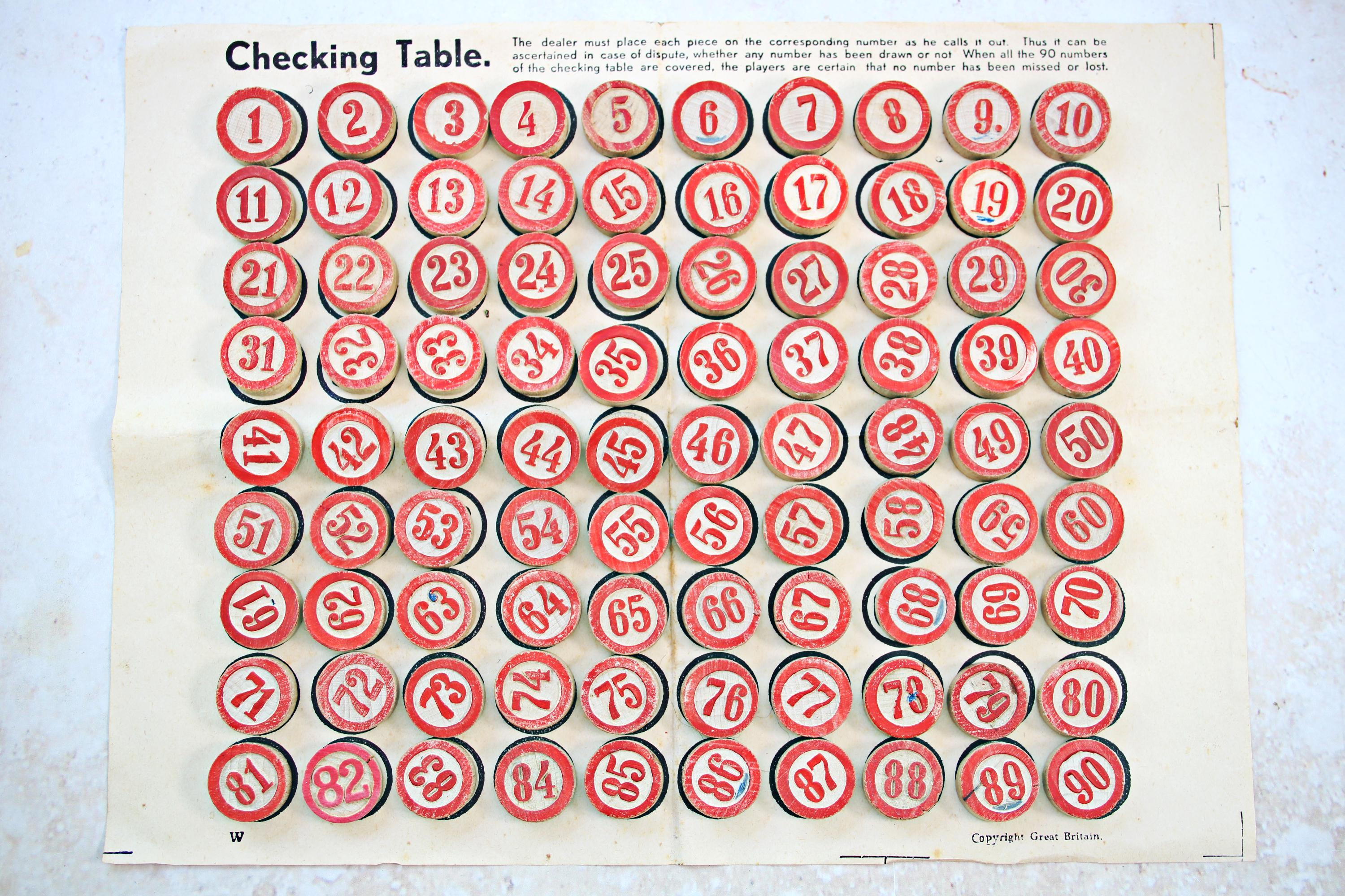 Vintage Lotto House Bingo Game Complete Wooden Counters Upcycle Craft ...