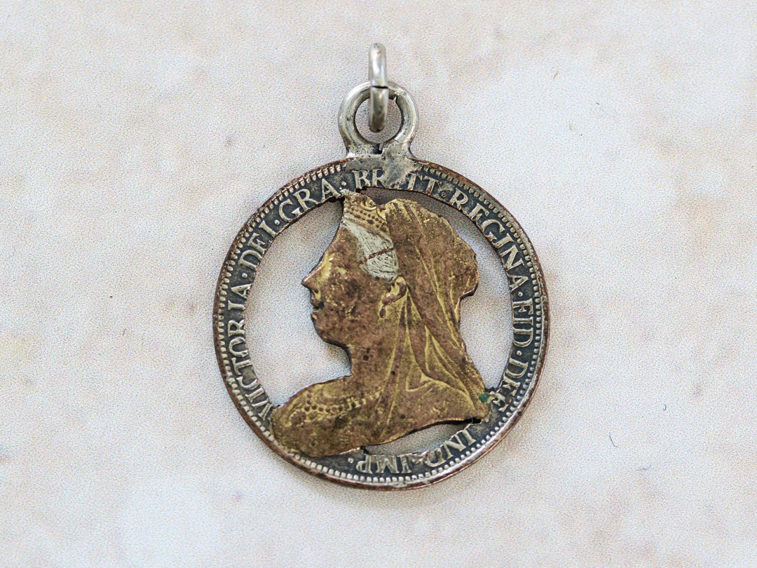 Queen Victoria British Love Token Trench Art Cut Out Altered Gilt Coin ...
