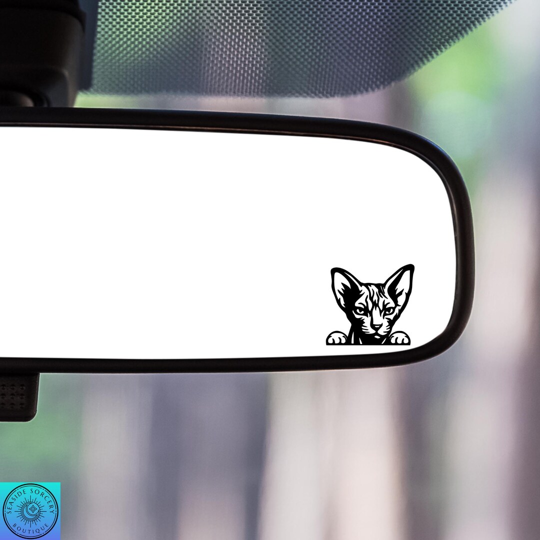Hairless Cat Decal, Sphynx Cat, Rearview Mirror Decal, Car Decal ...