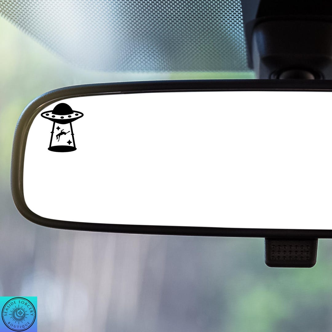 UFO Decal, UFO With Beam, UFO Beaming Person, Alien, Rearview Mirror ...