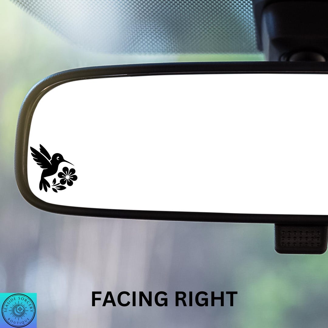 Hummingbird Decal, Hummingbird With Flower, Rearview Mirror Decal, Car ...