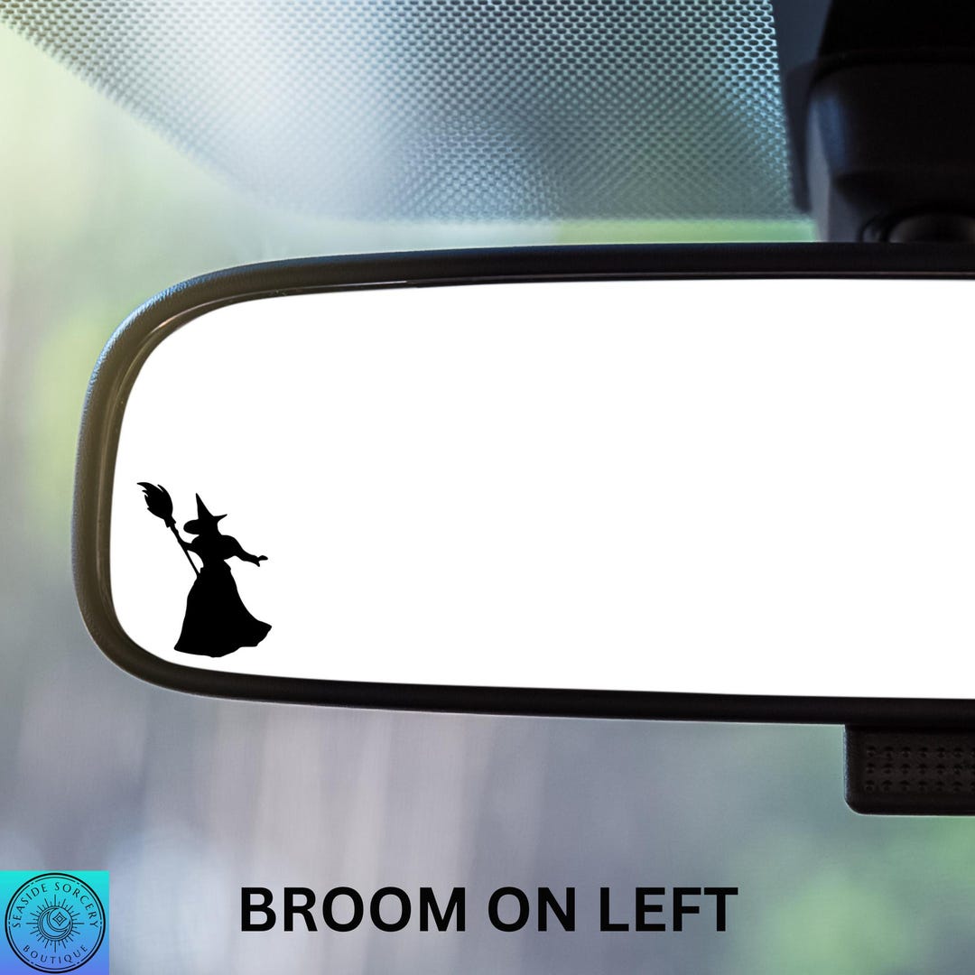 Wicked Decal, Witch Decal, Witch With Broom, Rearview Mirror Decal, Car ...