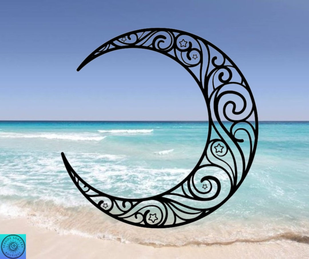 Floral Moon Decal, Crescent Moon, Swirls, Paisley, Car Decal, Vinyl ...