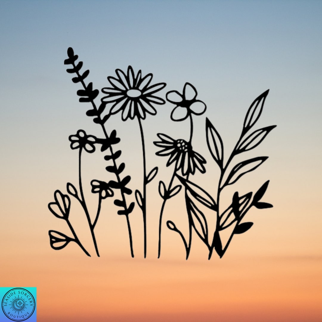 Wildflower Decal, Boho Decal, Gift for Plant Lovers, Car Decal, Indoor ...
