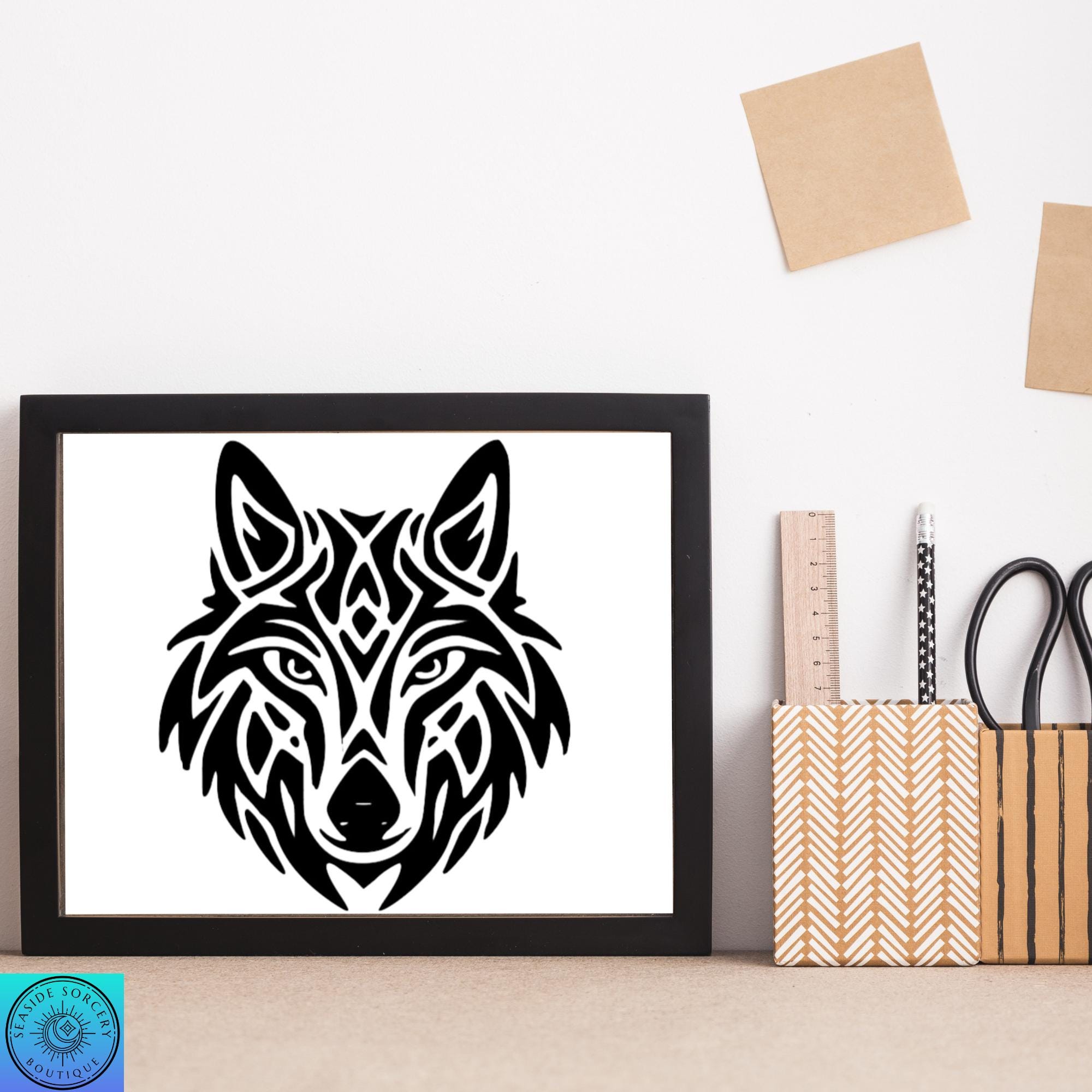 Wolf Decal, Wolf Face, Wildlife, Nature, Celtic Wolf, Car Decal, Indoor ...