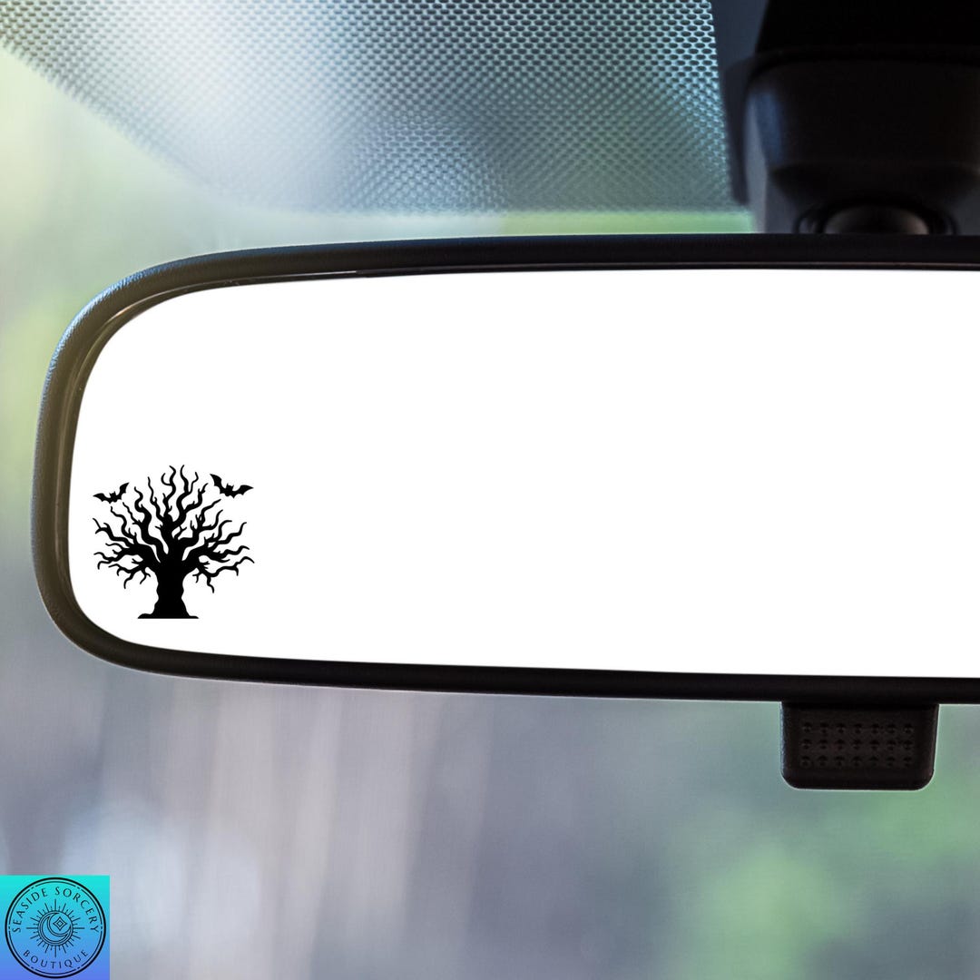 Spooky Tree Decal, Haunted Tree With Bats, Rearview Mirror Decal, Mini ...