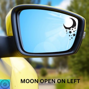Stars and Moon Decal, Falling Stars and Moon, Rearview Mirror Decal ...