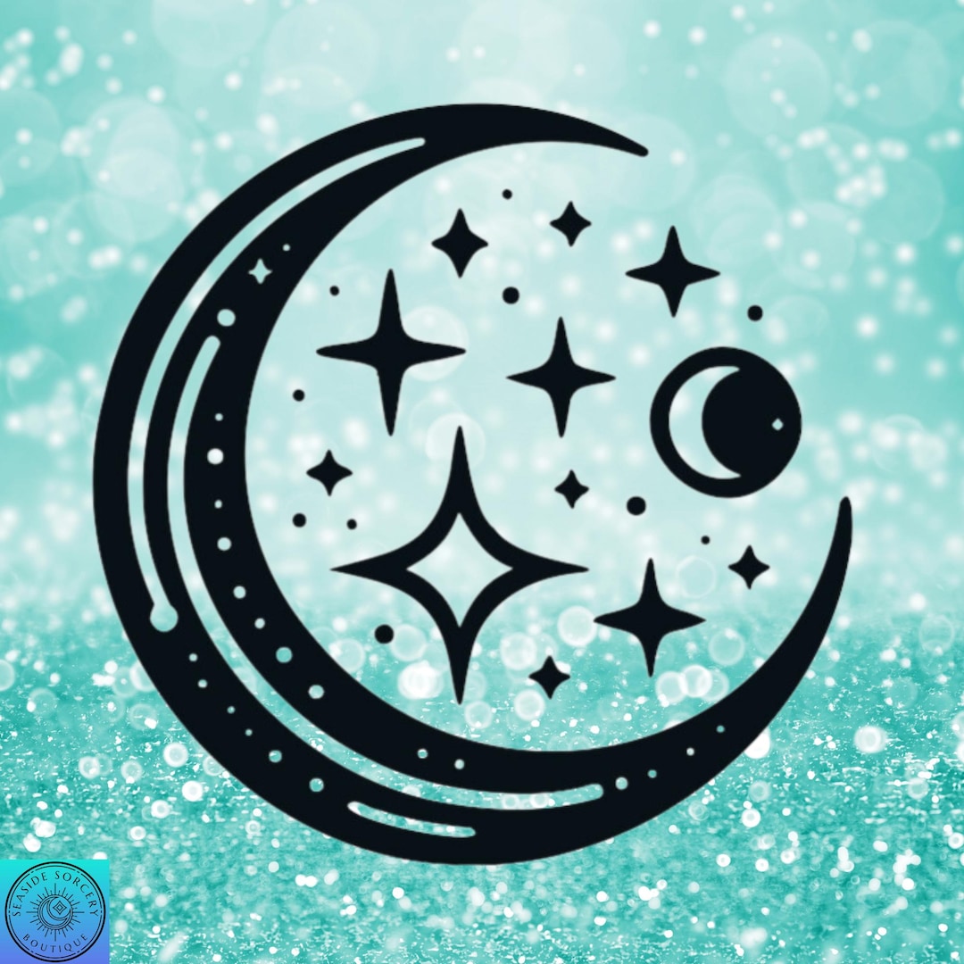 Moon Decal, Crescent Moon, Moon and Stars, Celestial, Car Decal, Indoor ...