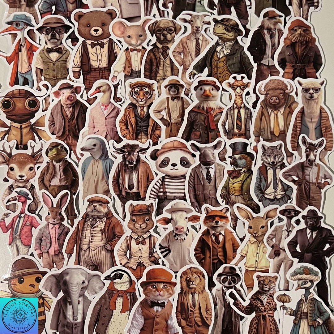 Victorian Animal Stickers, Animal Art, Anthropomorphism, Random Sticker ...