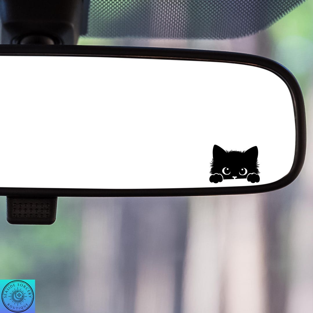Cat Decal, Mini Cat, Peeking Cat, Rearview Mirror Decal, Car Decal ...