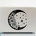 Floral Moon Decal, Flowers, Stars, Crescent Moon, Car Decal, Wall Decal ...