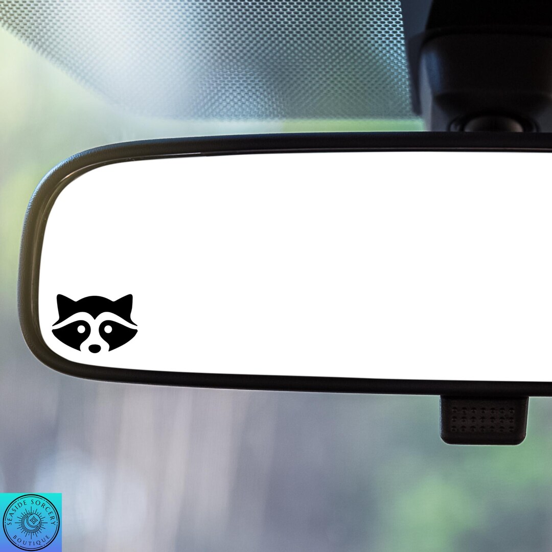 Racoon Decal, Racoon Face, Racoon Lover, Rearview Mirror Decal, Car ...