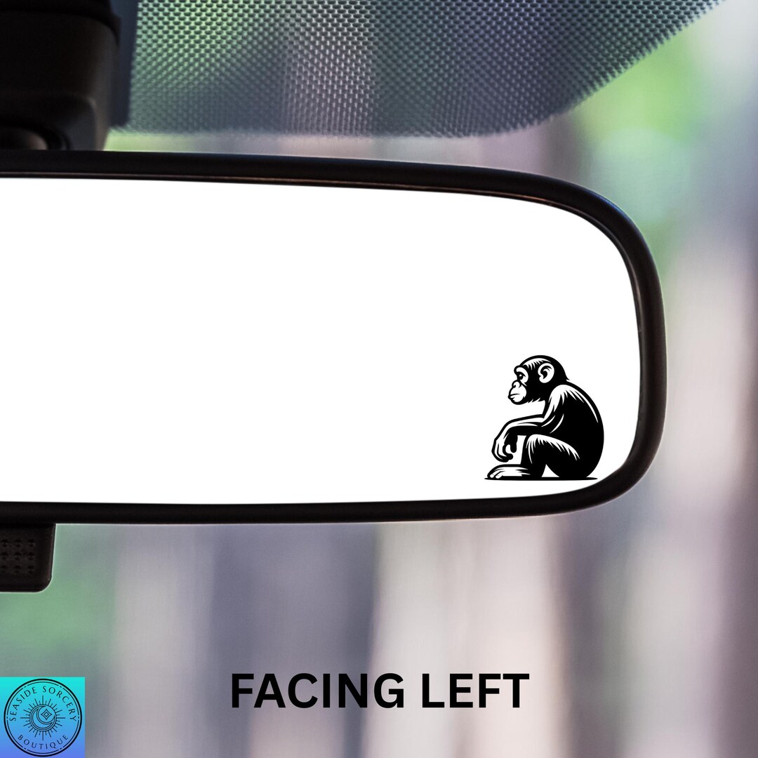 Chimpanzee Decal, Mini Chimp, Chimp Lover, Rearview Mirror Decal, Car ...