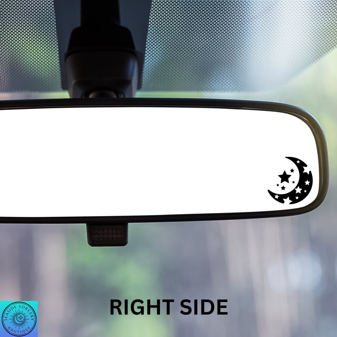 Stars and Moon Decal, Mini Crescent Moon, Rearview Mirror Decal, Car ...