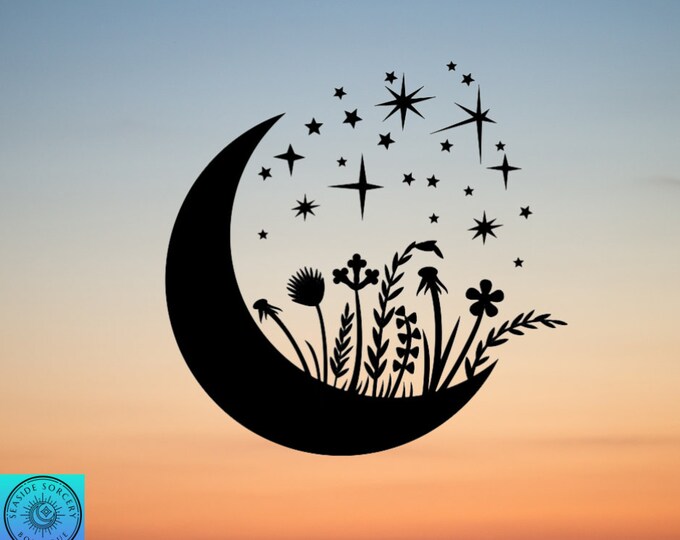 Moon Decal, Crescent Moon Decal, Decal for Laptop, Car Decal, Tumbler ...