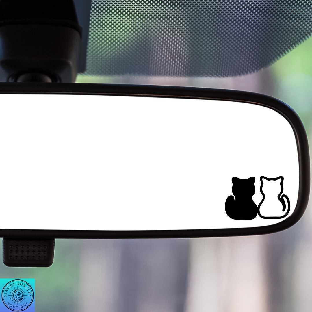 Cat Decal, Mini Cat, Little Cats, Two Cats, Rearview Mirror Decal, Car ...