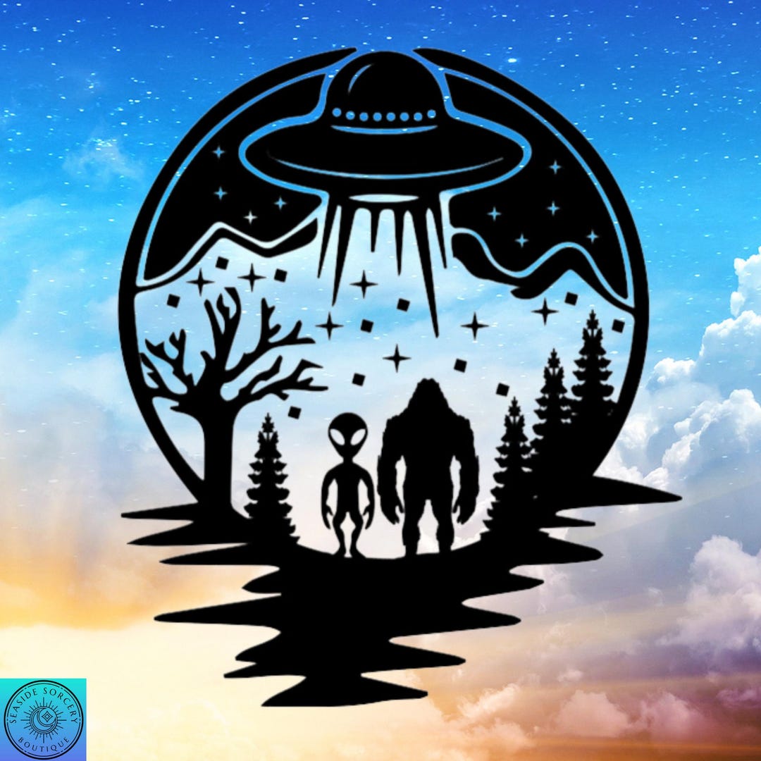 UFO Decal, Alien Decal, Sasquatch Alien Decal, Car Decal, Indoor ...