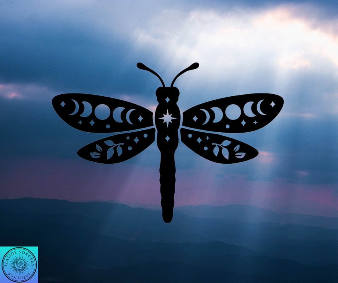 Moon Phase Dragonfly Decal, Moon Phases, Mystical, Dragonfly, Car Decal ...