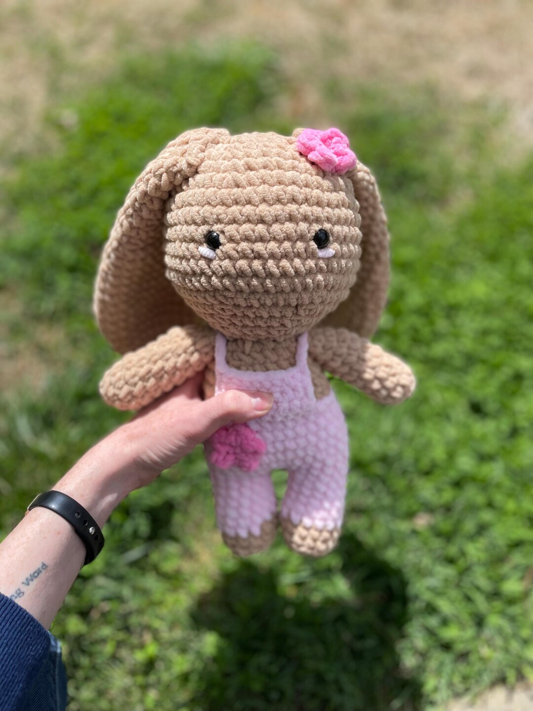 Sakura Bunny Crochet Plushie | Amigurumi Rabbit With Overalls Flower ...