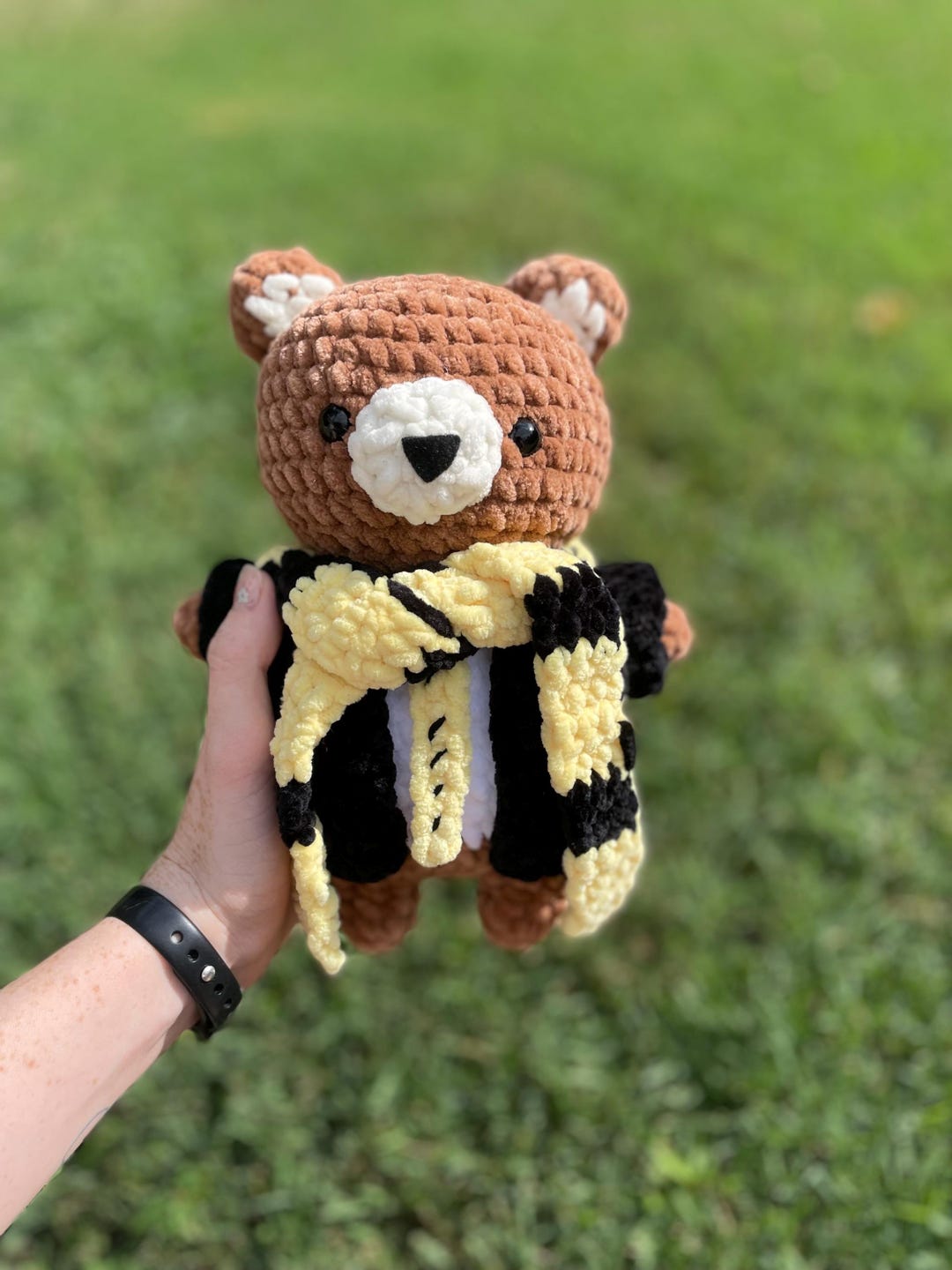 Yellow Wizard Bear Crochet Plushie Amigurumi Witch Magic Badger Stuffed ...