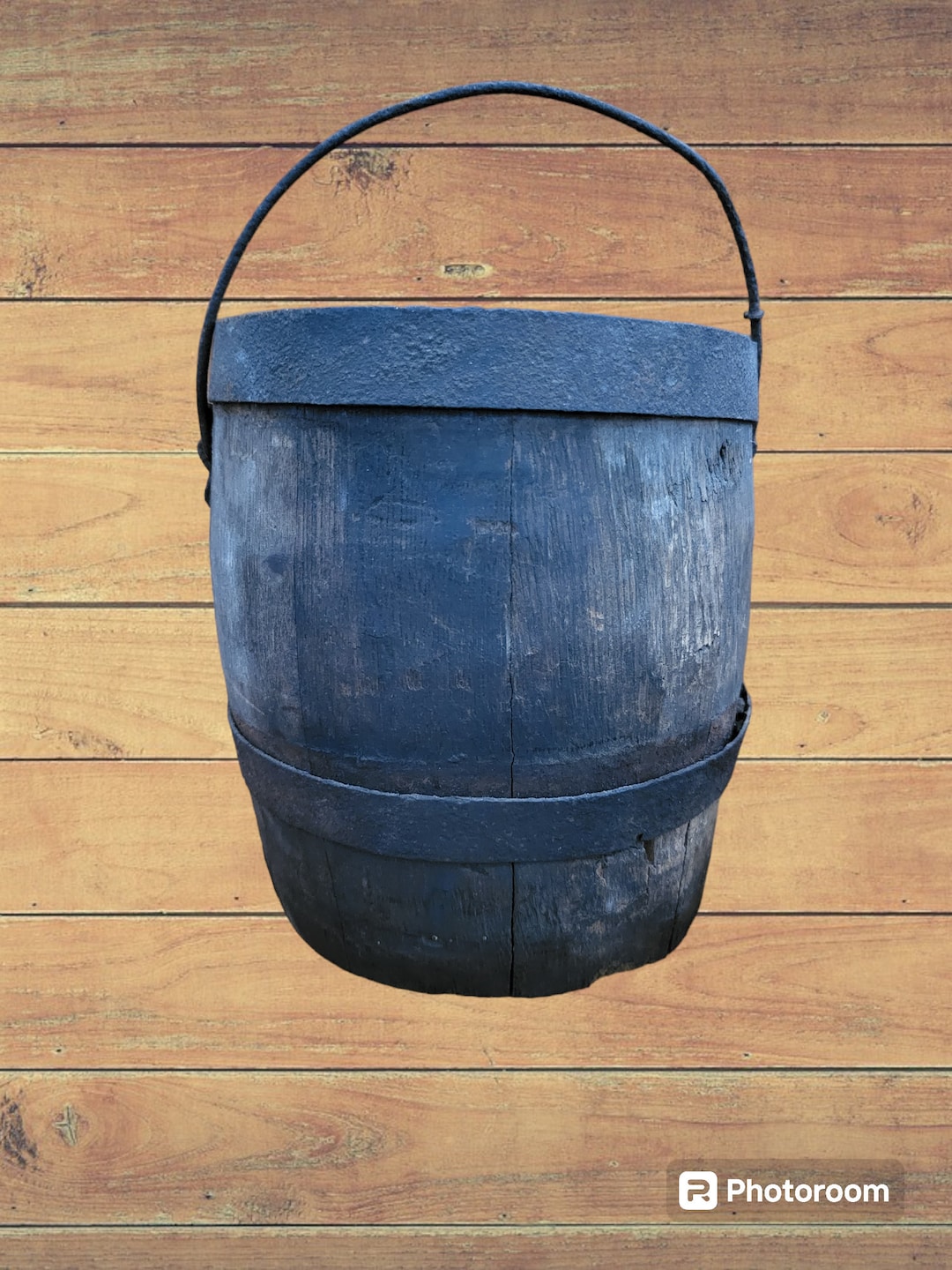 Antique Primitive Wooden Barrel Paint Bucket Tight Steel Bands - Etsy