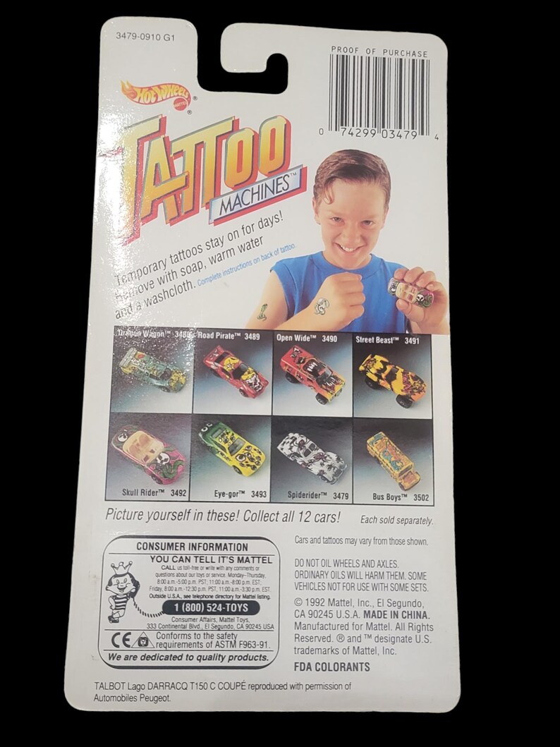 1992 Hot Wheels Tattoo Machines Spiderider #3479 - Etsy
