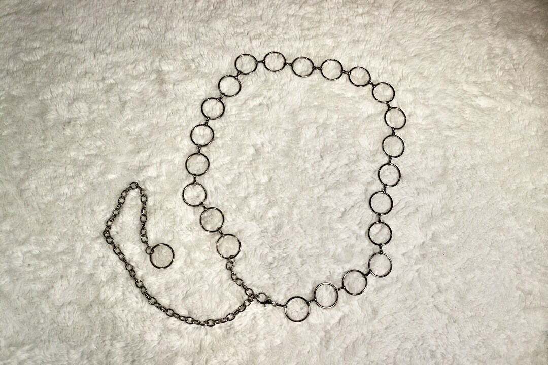 Vintage 90s Silver Circle Belly Chain, Y2K 1990s Club Belly Chain, High ...