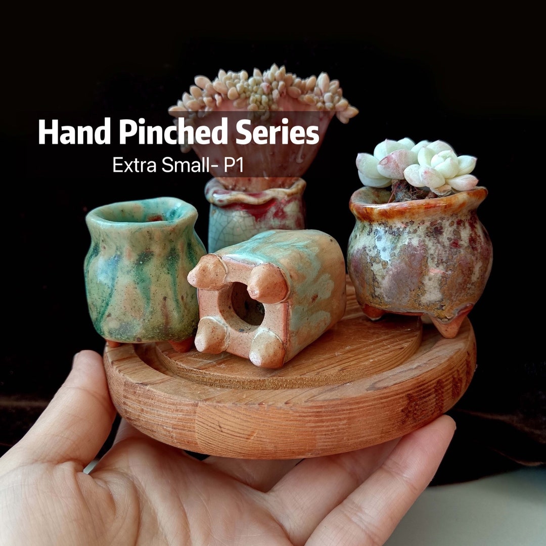 Extra Small Thick Hand Pinched Planter, Unique Mini Succulent Flower ...