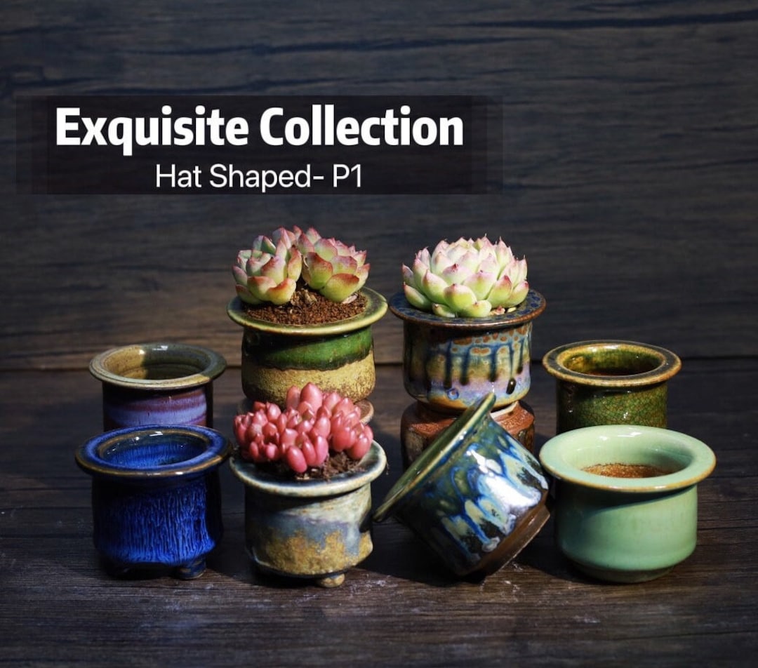 Hat Shaped Tiny Planter, Mini Flower Pot, Ceramic Mini Planter With ...